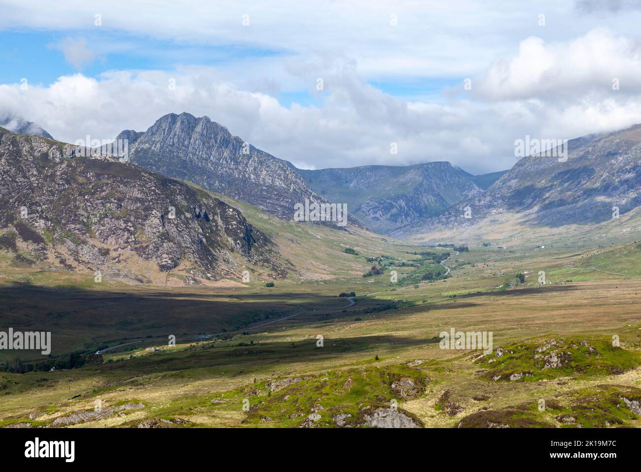 Tryfan and the Glyderau, part of the mountain ranges that tower above ...