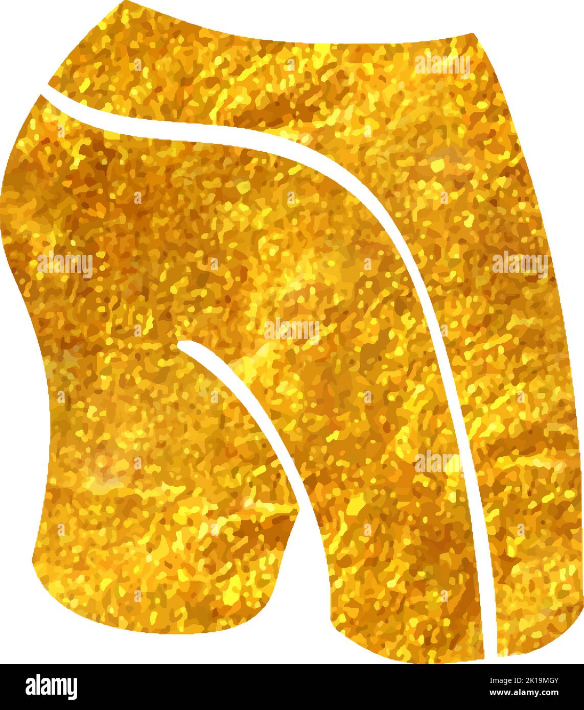 Hand drawn Cycling pants icon in gold foil texture vector illustration ...