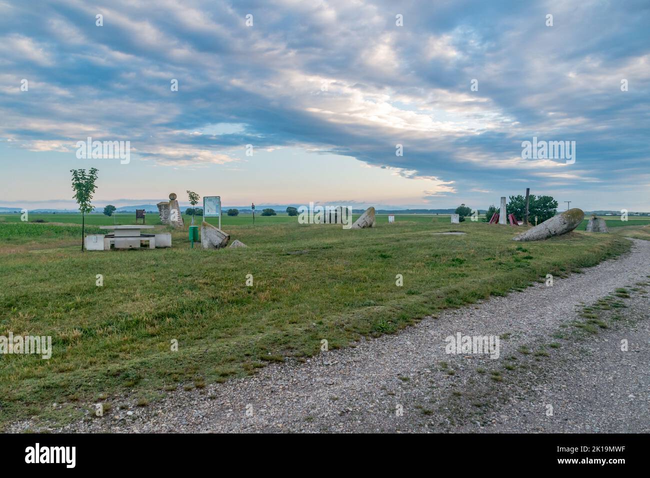 Morning view on tripoint of Hungary, Austria and Slovak. Trojmedzie SK ...
