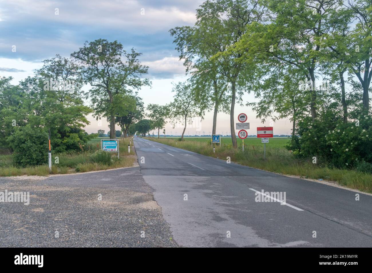 Deutsch Jahrndorf, Austria - June 1, 2022: Entrance road to Austria on ...