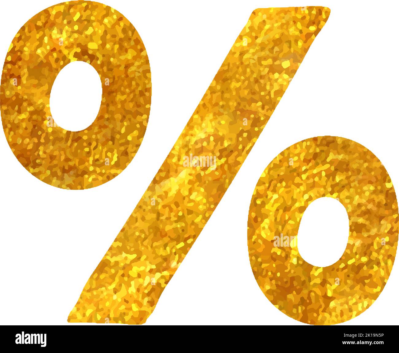 Hand drawn Percent symbol icon in gold foil texture vector illustration ...