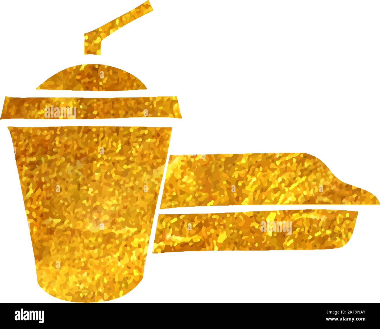 Hand drawn Soft drink icon in gold foil texture vector illustration ...