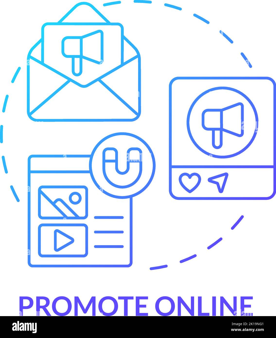 Promote online blue gradient concept icon Stock Vector Image & Art - Alamy