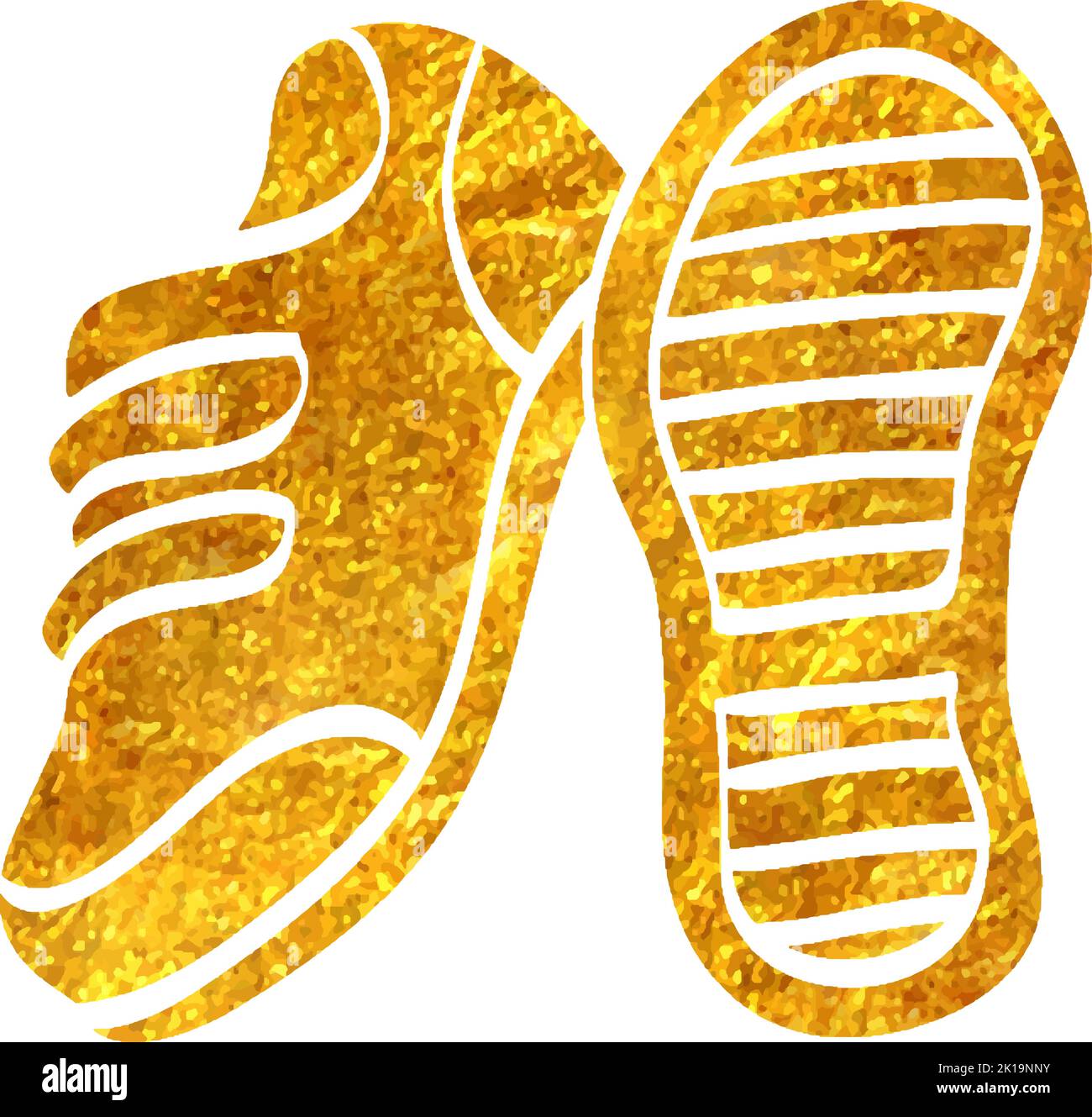Hand drawn Shoes icon in gold foil texture vector illustration Stock ...