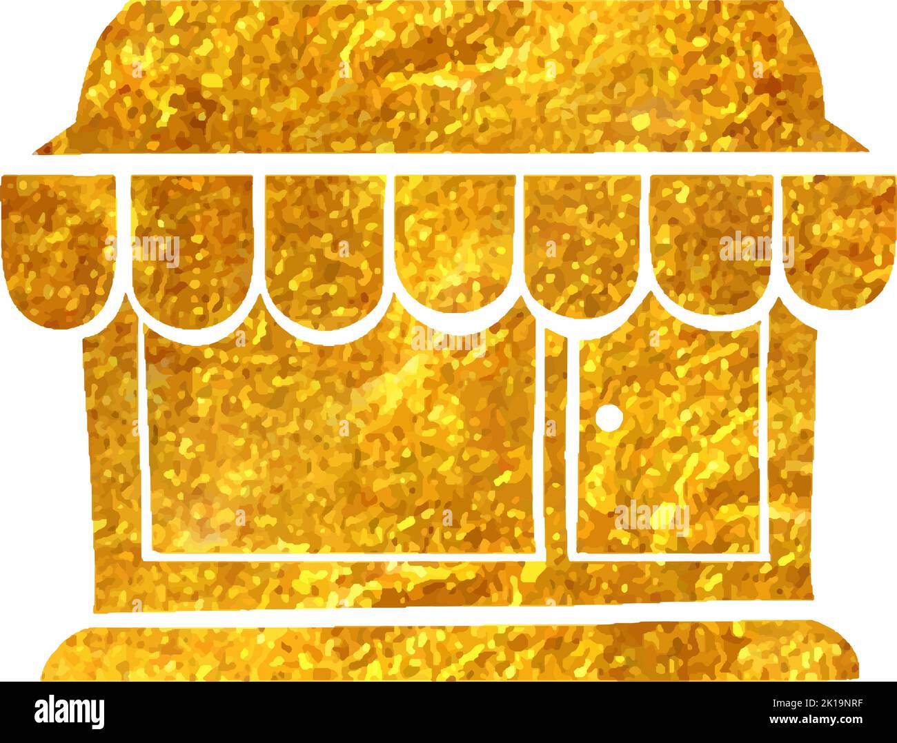 Hand drawn Shop icon in gold foil texture vector illustration Stock ...