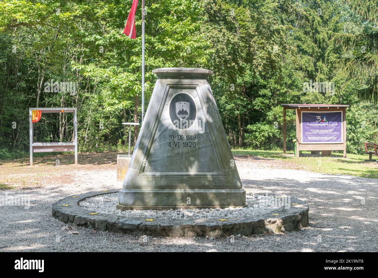 Trdkova, Slovenia - June 1, 2022: Geographic point of Tromejnik, 3 ...