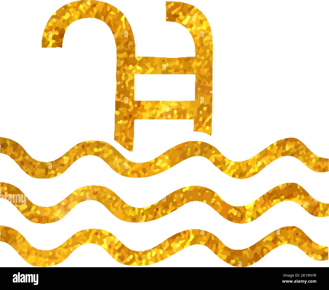 Hand drawn Swimming pool icon in gold foil texture vector illustration ...
