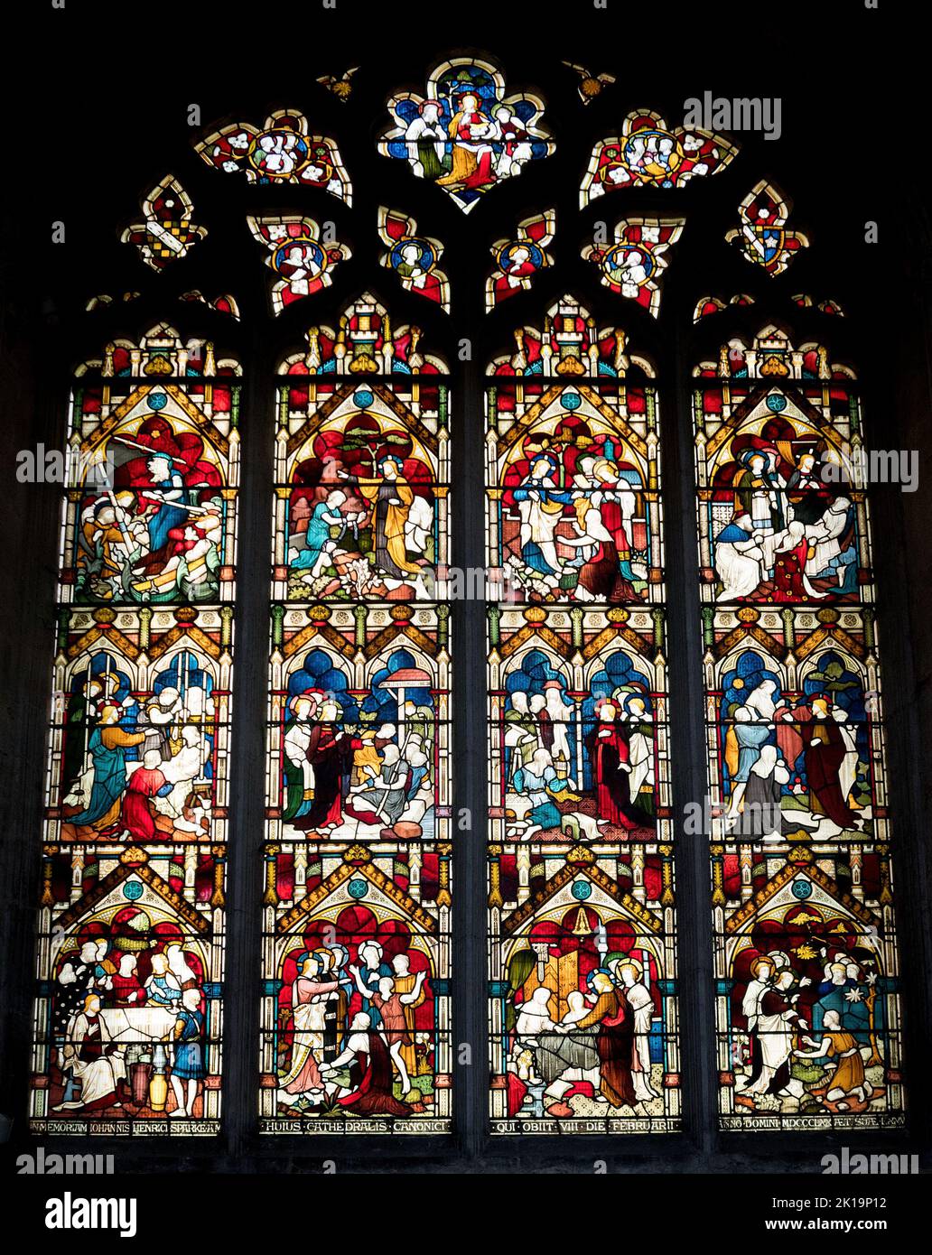 Stained-glass window at Ely Cathedral, Ely, Cambridgeshire, England ...