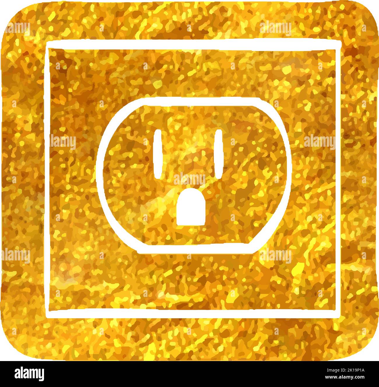 Hand drawn Electrical outlet icon in gold foil texture vector ...