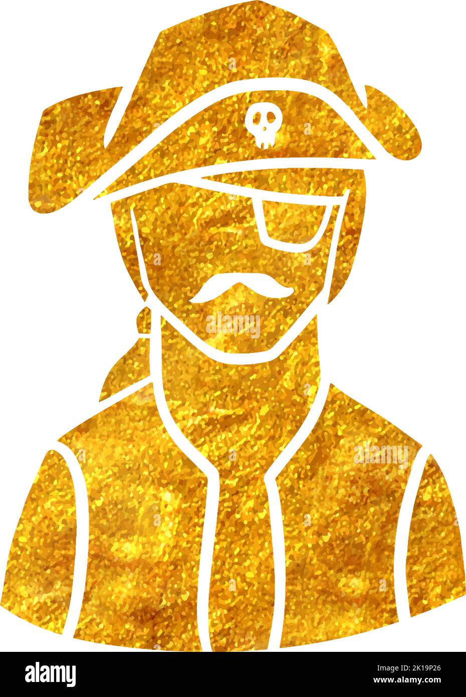Hand drawn pirate icones in gold foil texture vector illustration Stock ...