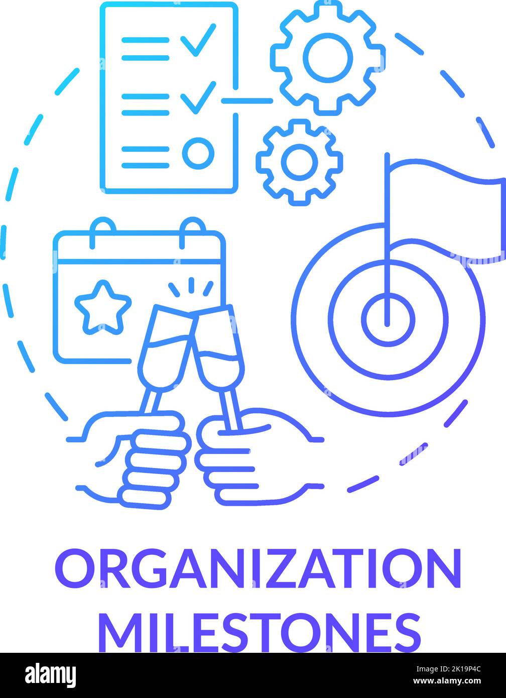 Organization milestones blue gradient concept icon Stock Vector Image ...