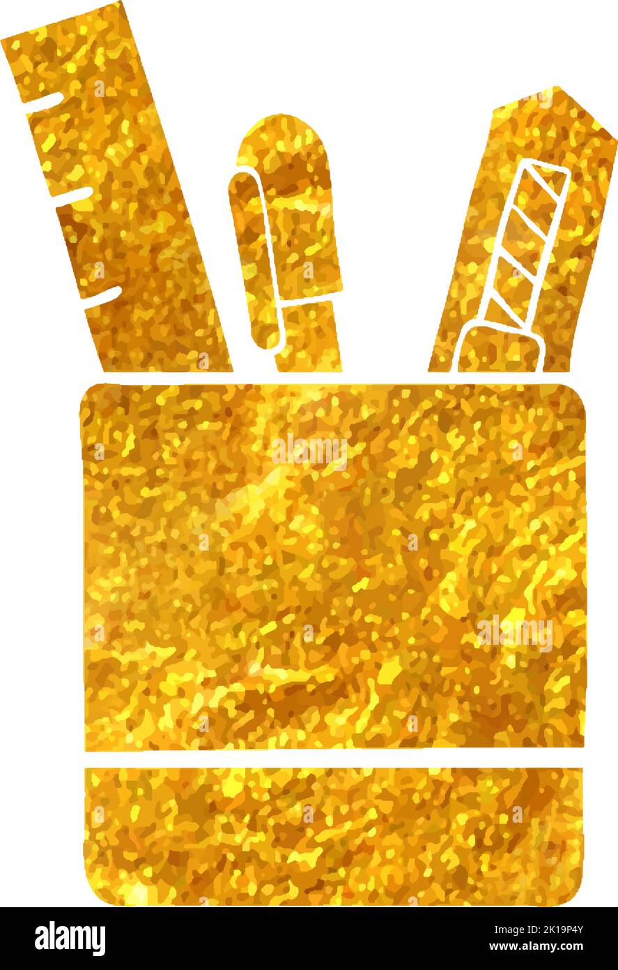 Hand drawn Pen pot icon in gold foil texture vector illustration Stock ...