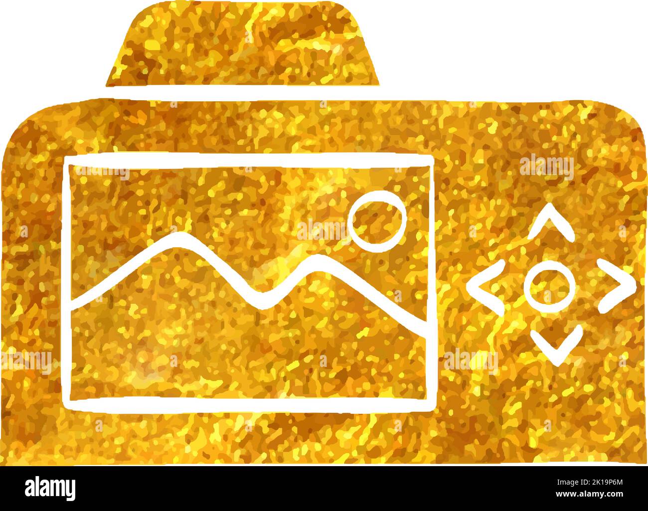Hand drawn Camera icon in gold foil texture vector illustration Stock ...