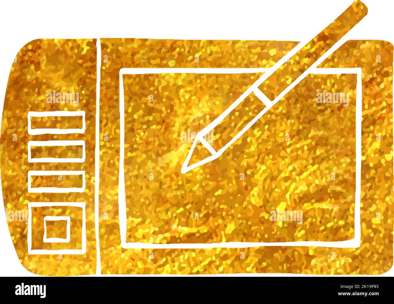 Hand drawn Drawing tablet icon in gold foil texture vector illustration ...