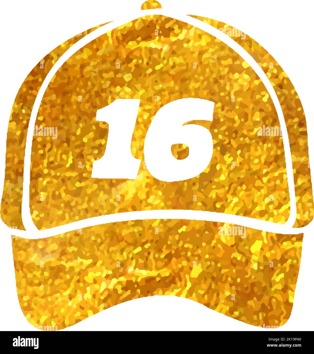 Hand drawn Sport hat icon in gold foil texture vector illustration ...