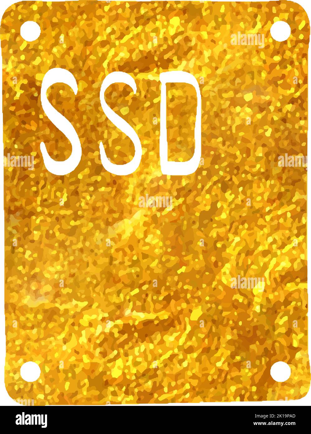 Hand drawn Solid state drive icon in gold foil texture vector ...