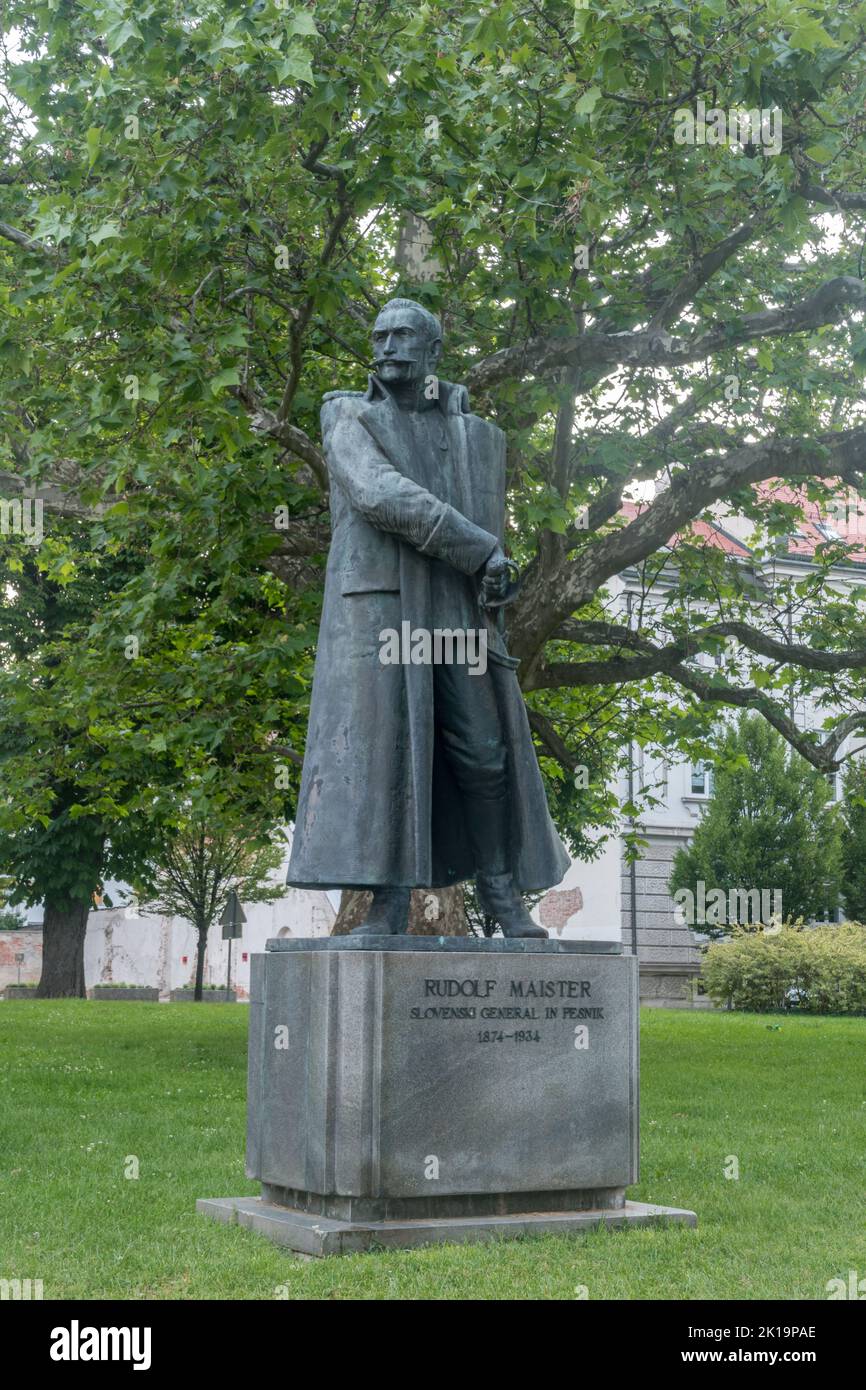 Maribor, Slovenia - June 2, 2022: Statue of Slovene military officer ...