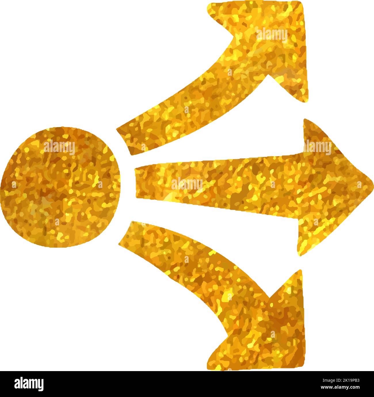 Hand drawn Propagate arrows icon in gold foil texture vector ...