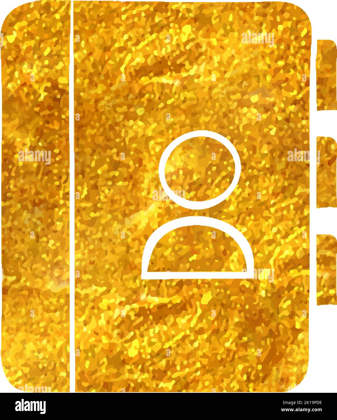 Hand drawn Address book icon in gold foil texture vector illustration ...
