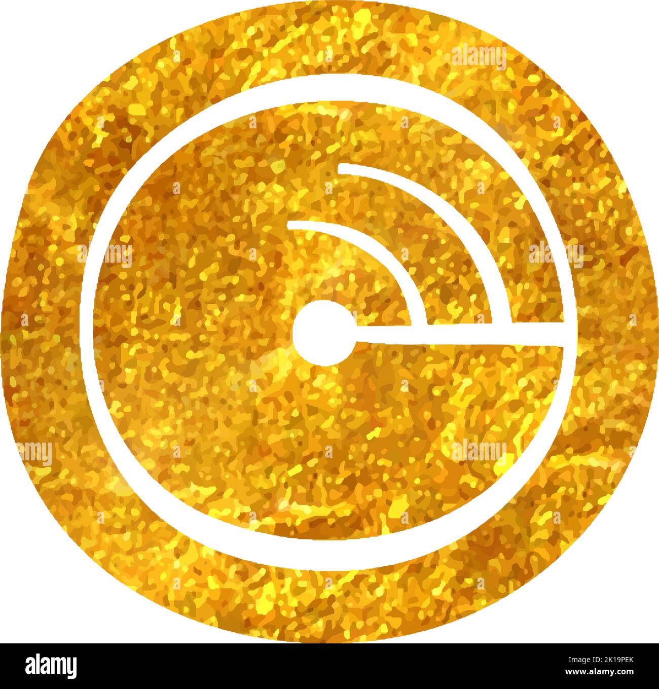 Hand drawn Radar icon in gold foil texture vector illustration Stock ...