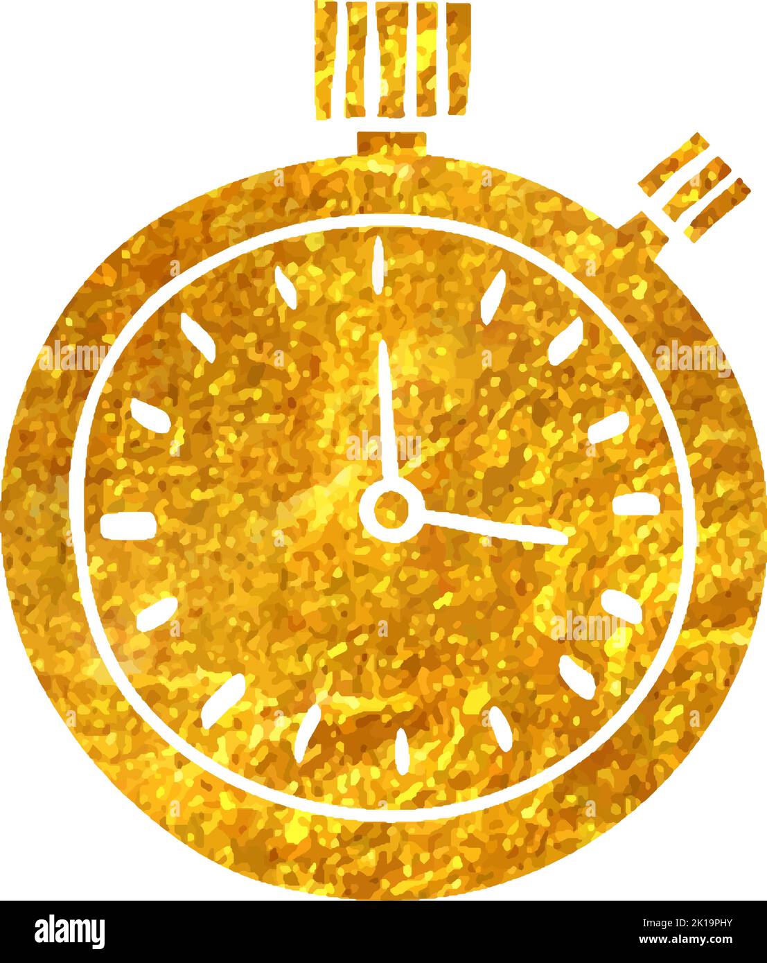 Hand drawn Stopwatch icon in gold foil texture vector illustration ...