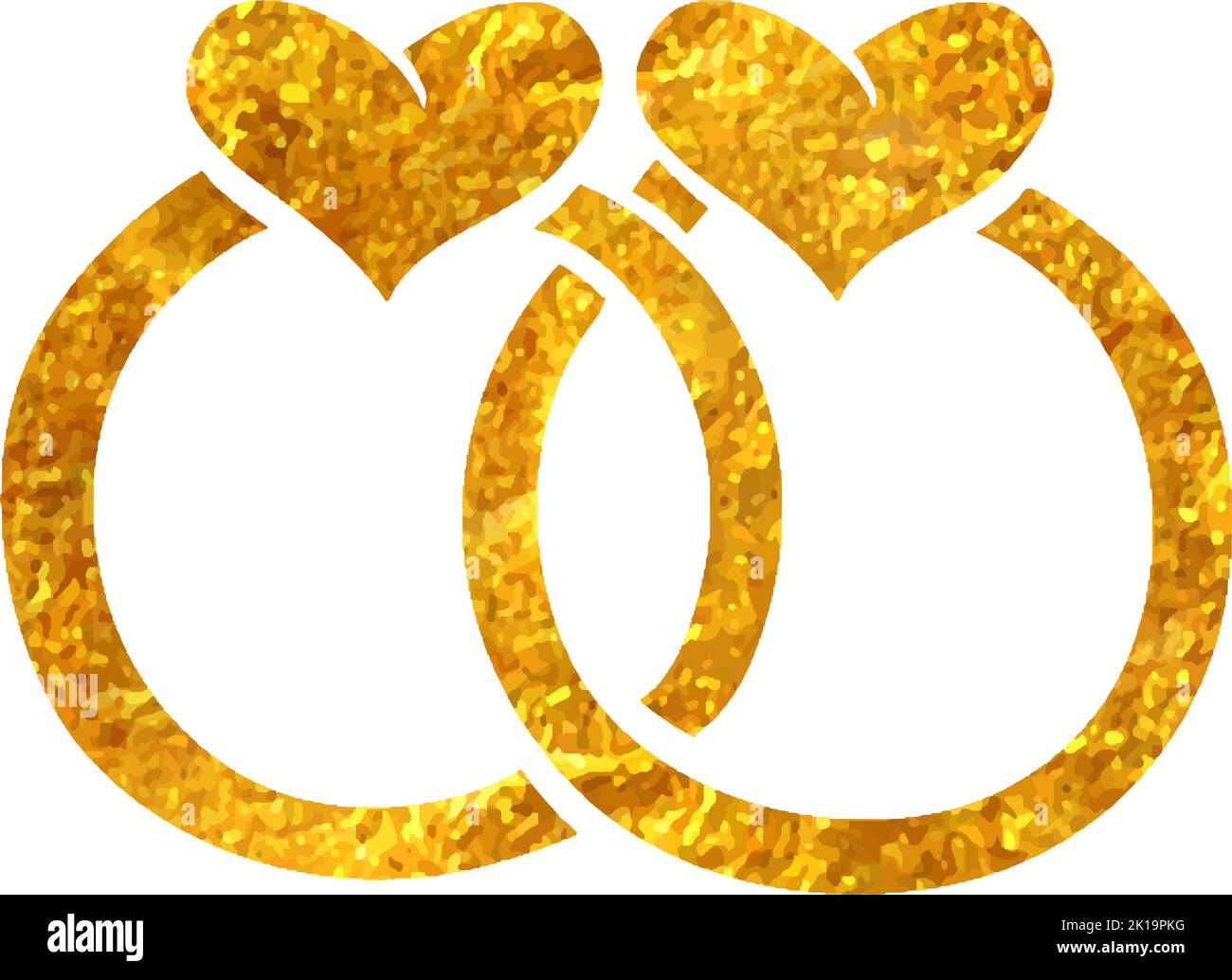 Hand drawn Wedding ring icon in gold foil texture vector illustration ...