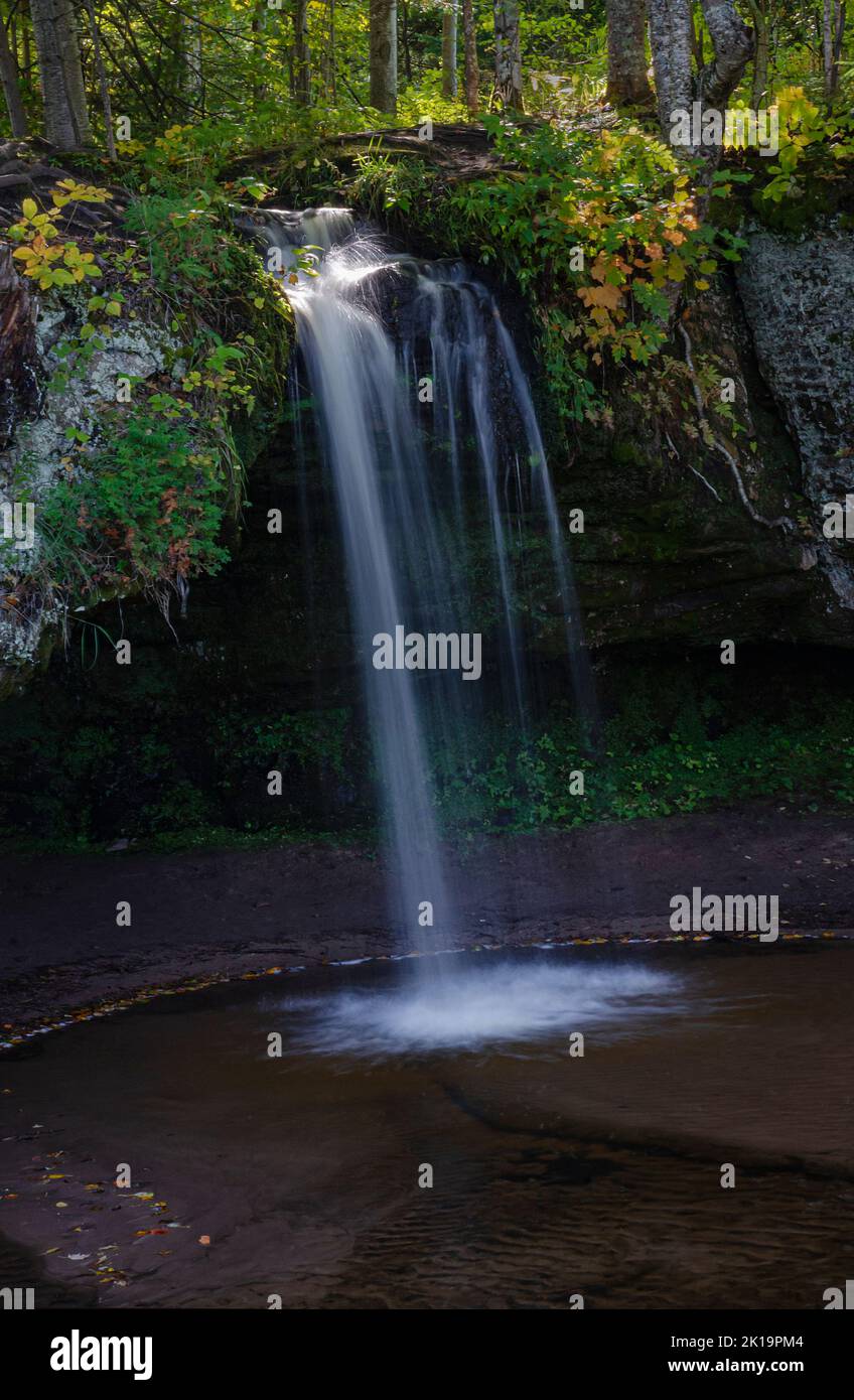 Scott Falls sits just off the main highway near a roadside pull off in ...