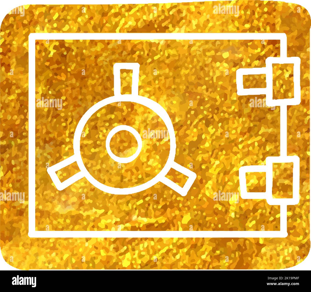 Hand drawn Safe box icon in gold foil texture vector illustration Stock ...