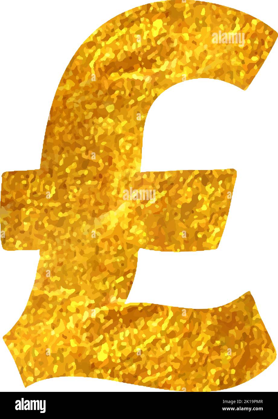 Hand drawn Pound sterling symbol icon in gold foil texture vector ...