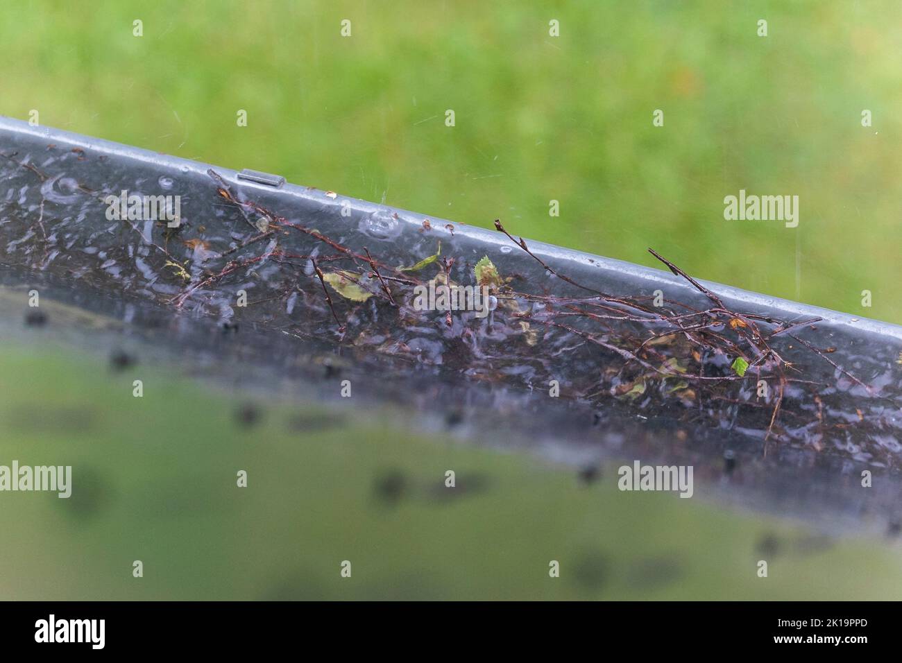 A Portrait Of A Roof Gutter Overflowing With Water During A Rainy Day The Rain Water Can Not Be