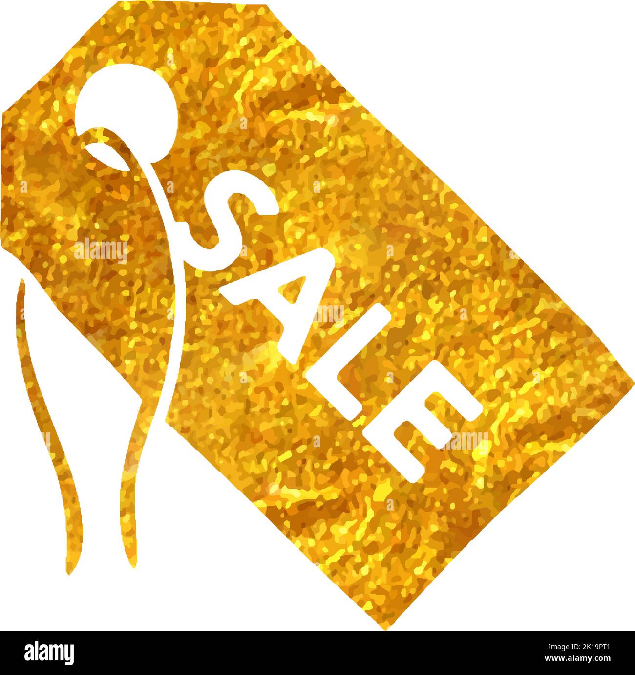 Hand drawn Sale sign icon in gold foil texture vector illustration ...