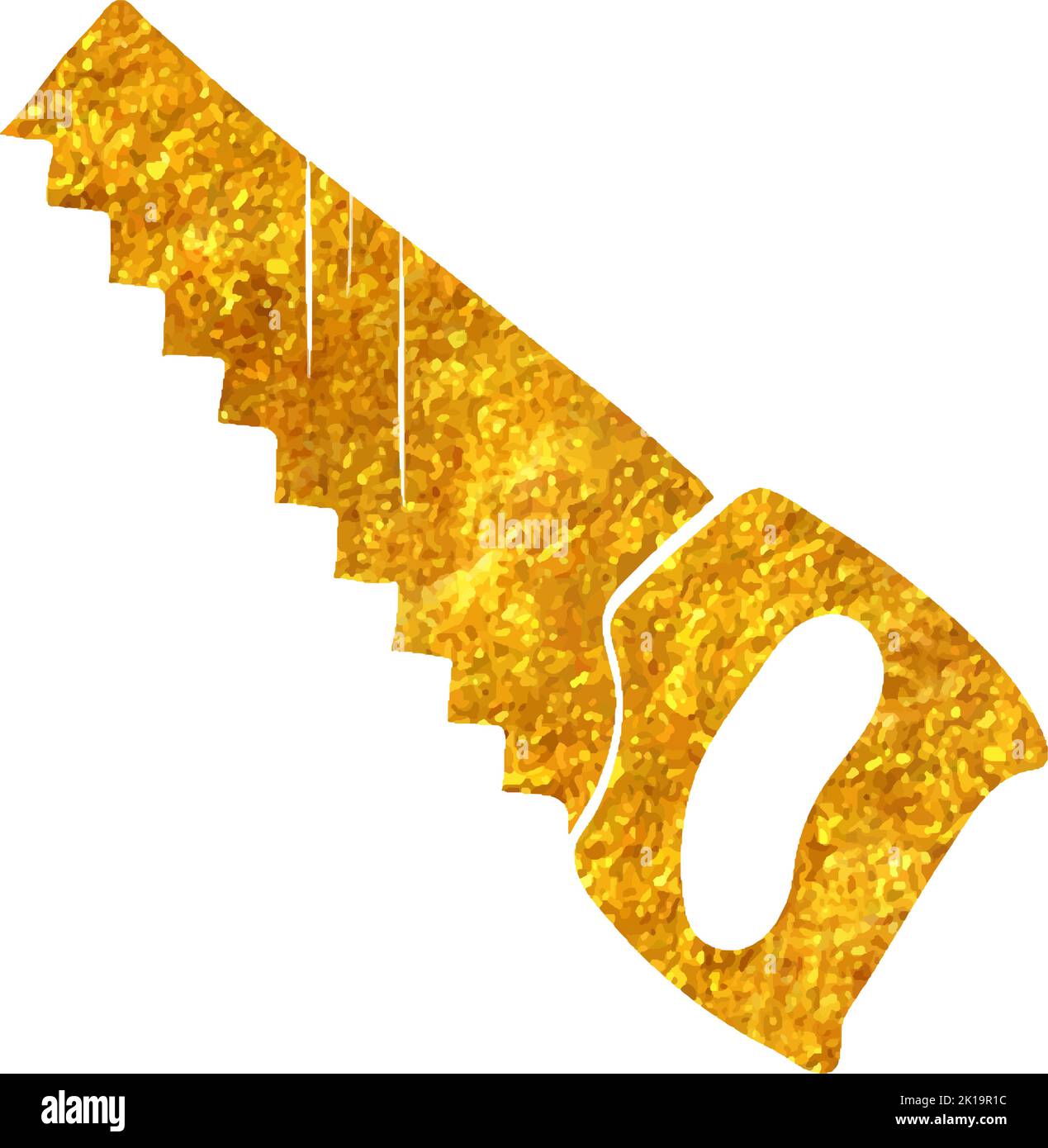 Hand drawn Hand saw icon in gold foil texture vector illustration Stock ...