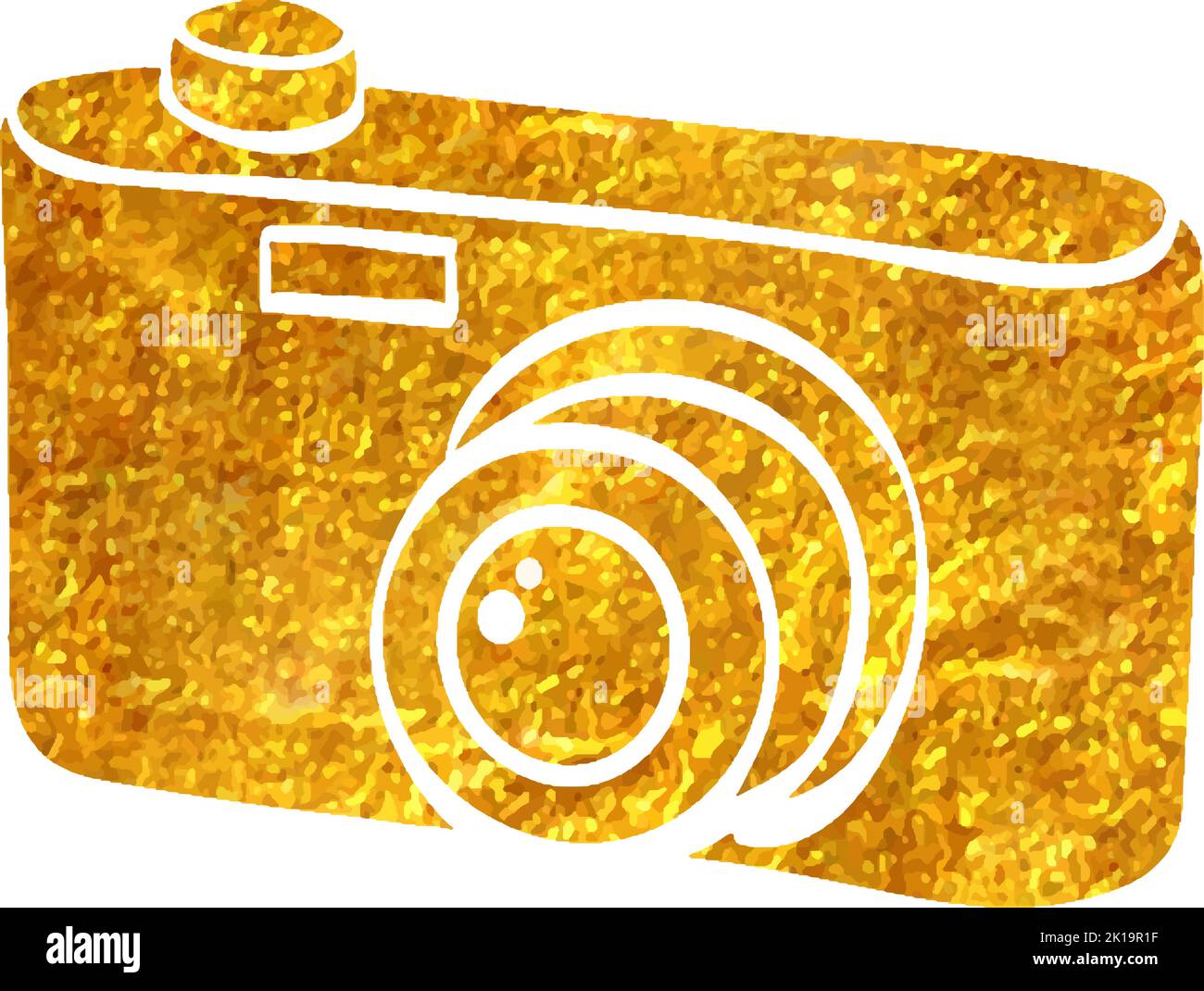 Hand drawn Camera icon in gold foil texture vector illustration Stock ...
