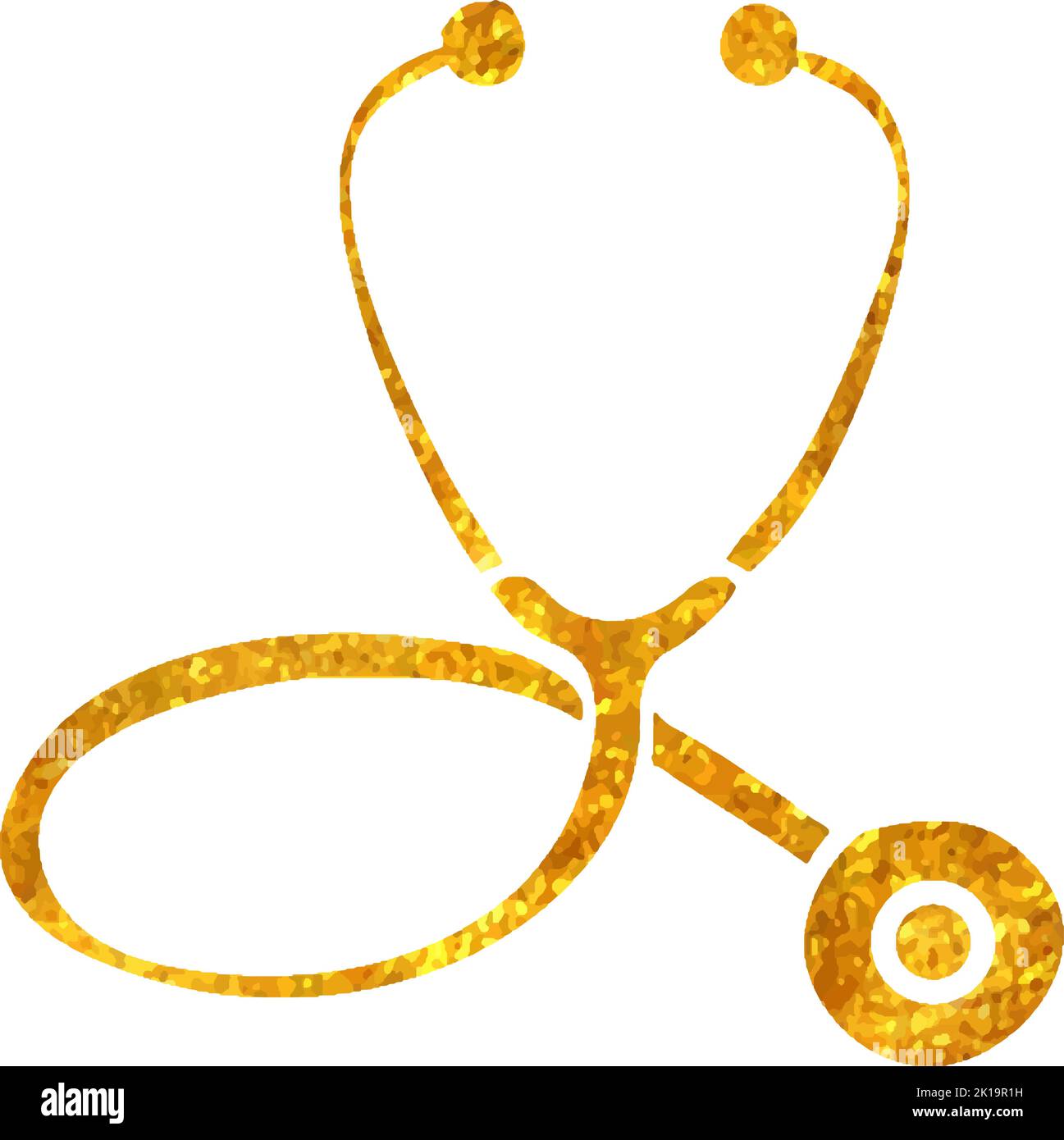 Hand drawn Stethoscope icon in gold foil texture vector illustration ...