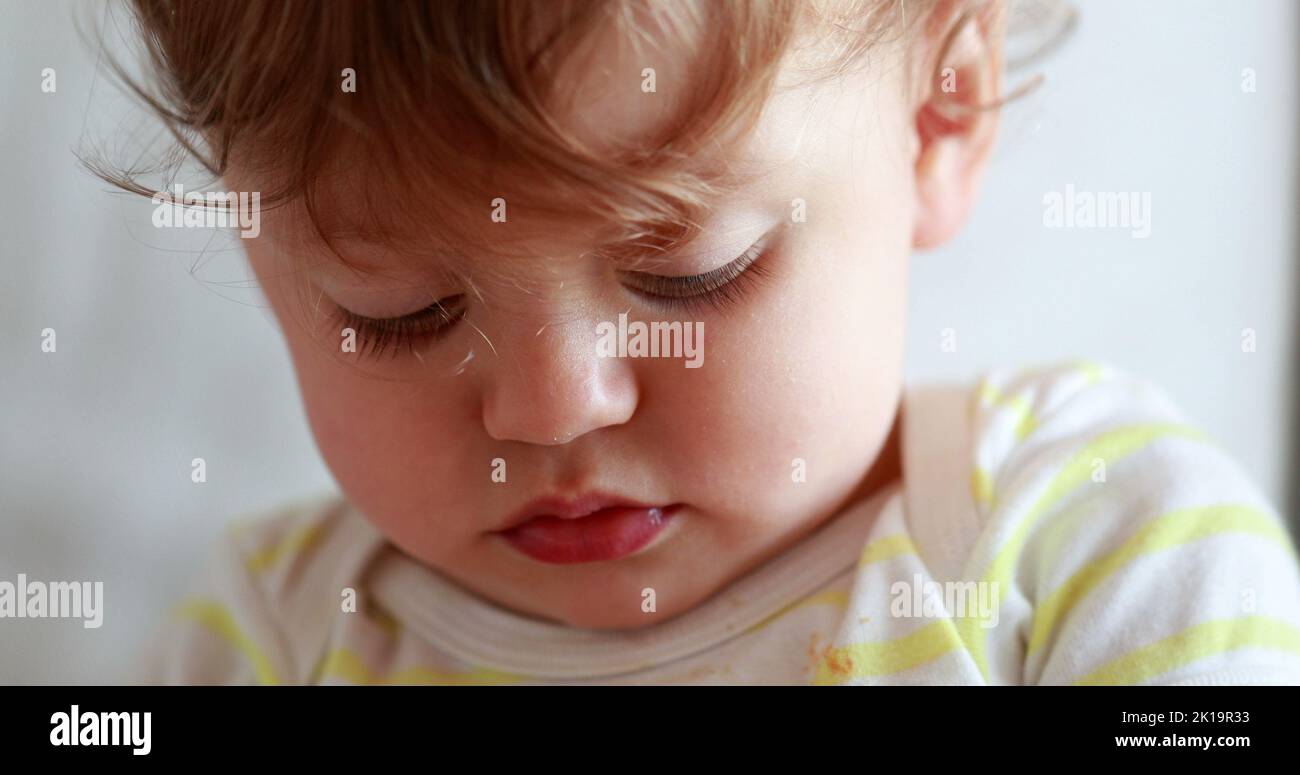 Baby portrait, adorable cute one year old infant toddler boy face Stock ...