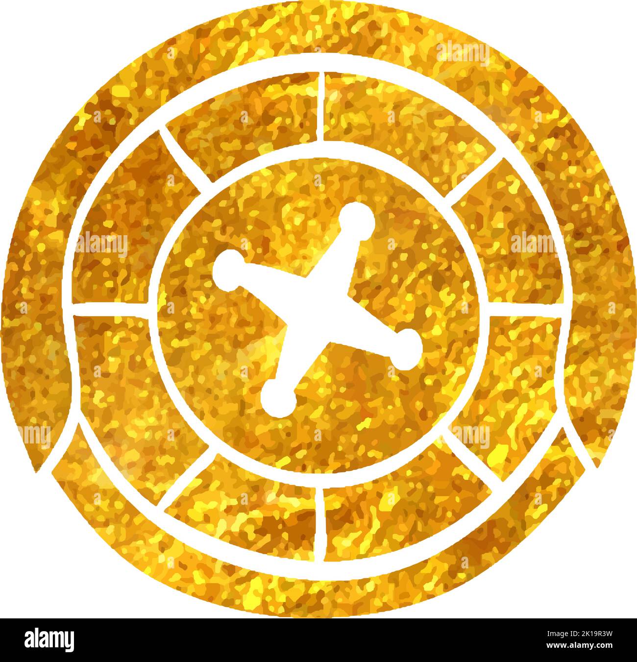Hand drawn Roulette table icon in gold foil texture vector illustration ...