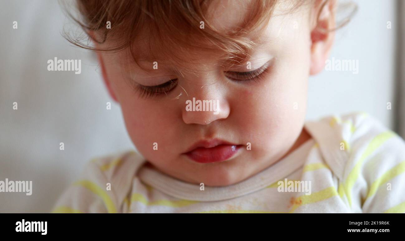 Baby portrait, adorable cute one year old infant toddler boy face Stock ...