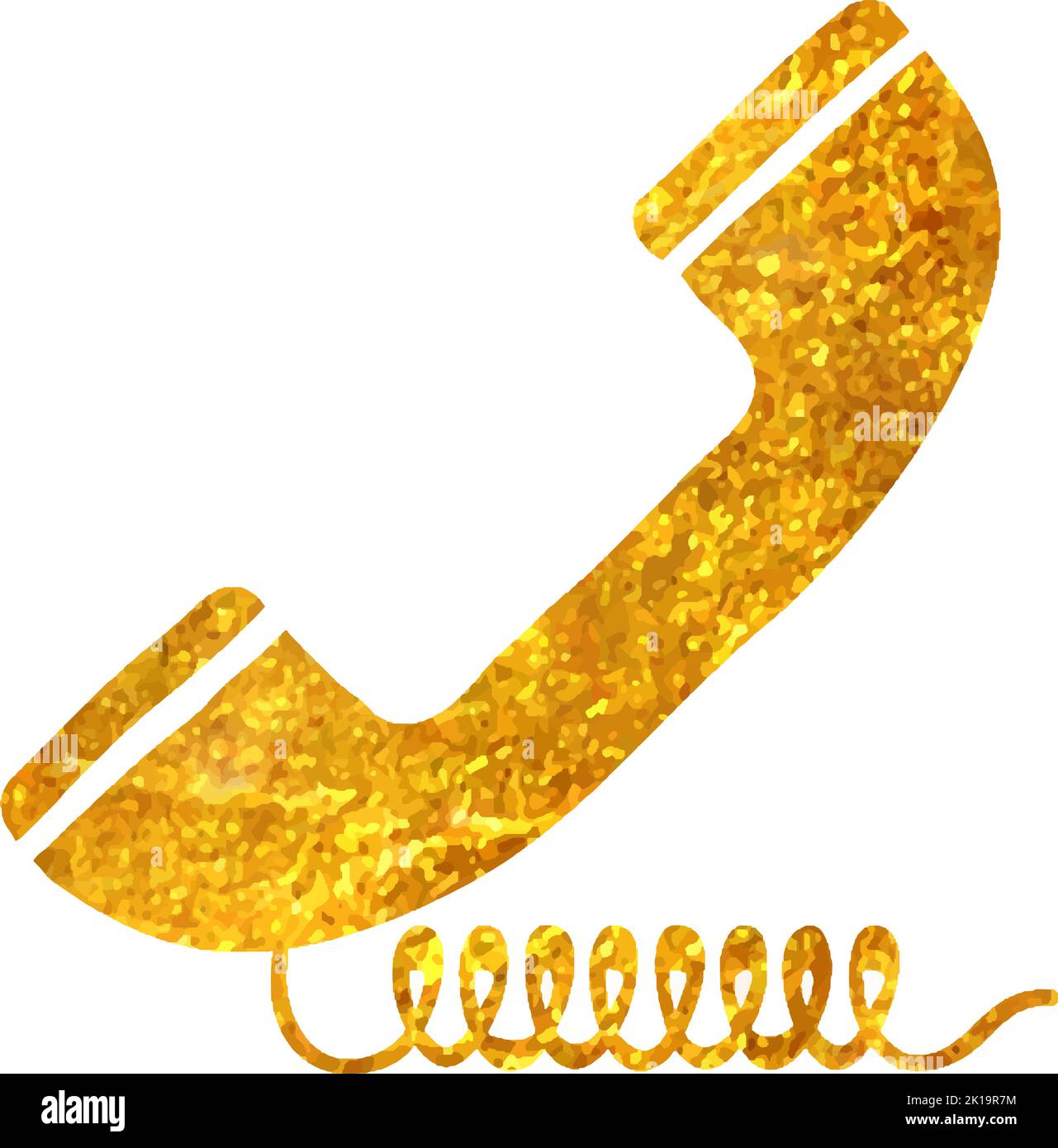 Hand drawn Wired phone icon in gold foil texture vector illustration ...