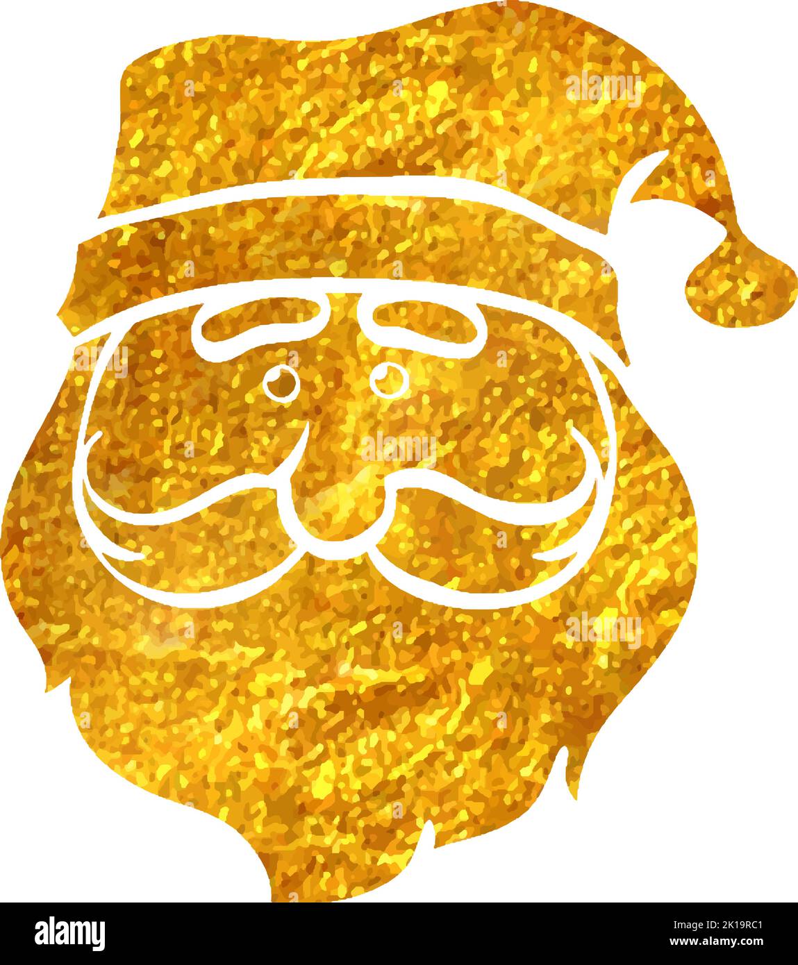 Hand drawn Santa Claus head icon in gold foil texture vector ...