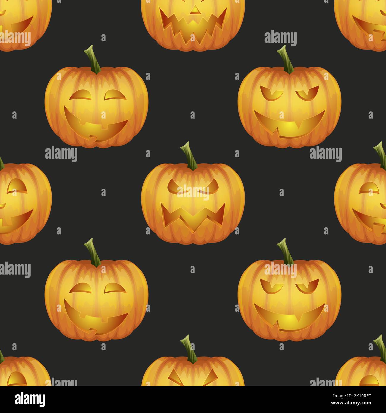 Vector Halloween Seamless Pattern with Funny Pumpkins. Cute Jack-o ...
