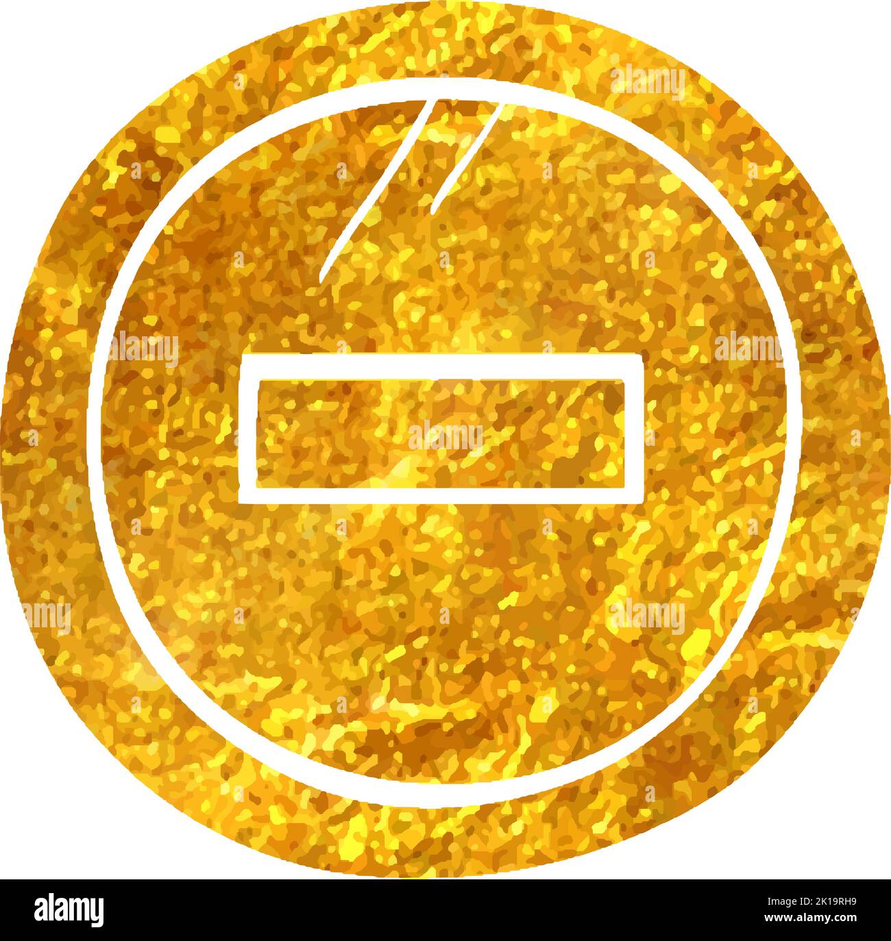 Hand drawn Stop sign icon in gold foil texture vector illustration ...