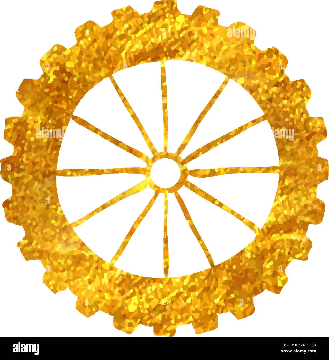Hand drawn Motorcycle tire icon in gold foil texture vector ...