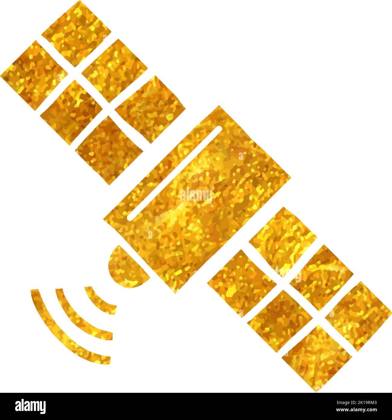 Hand drawn Satellite receiver icon in gold foil texture vector ...