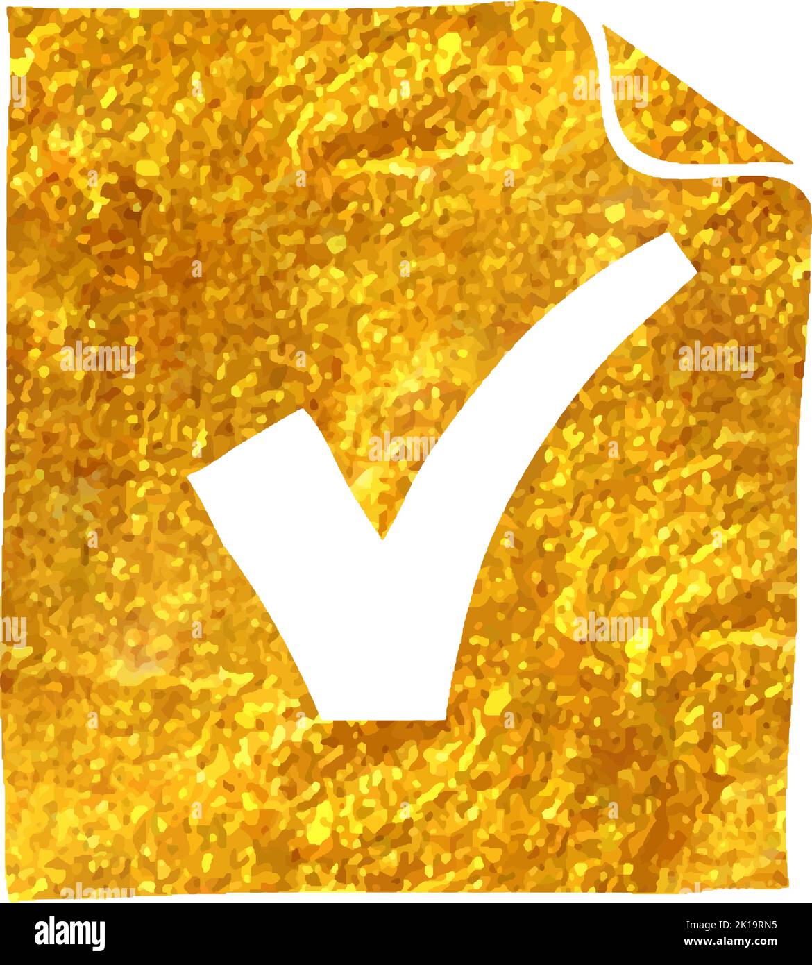 Hand drawn Checkmark icon in gold foil texture vector illustration ...