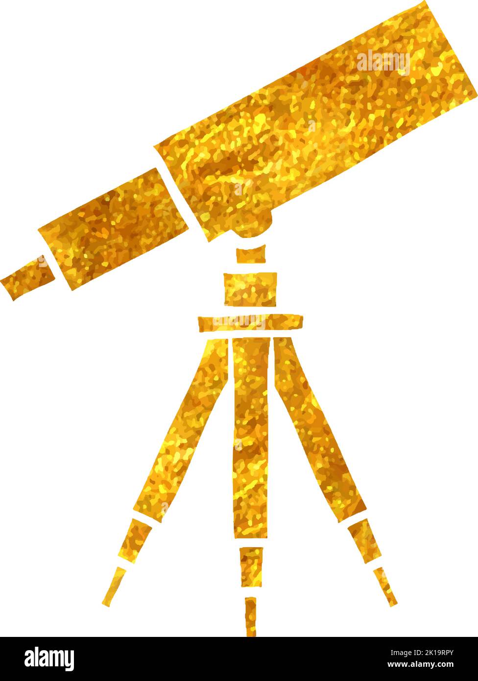 Hand drawn Telescope icon in gold foil texture vector illustration ...