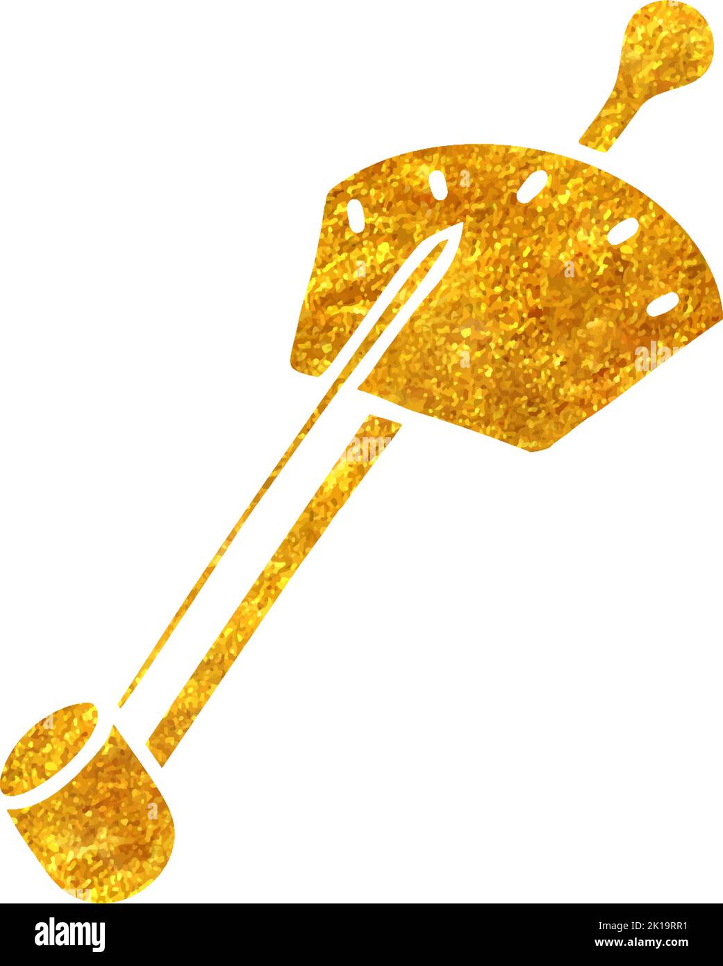 Hand drawn torque wrench icon in gold foil texture vector illustration ...