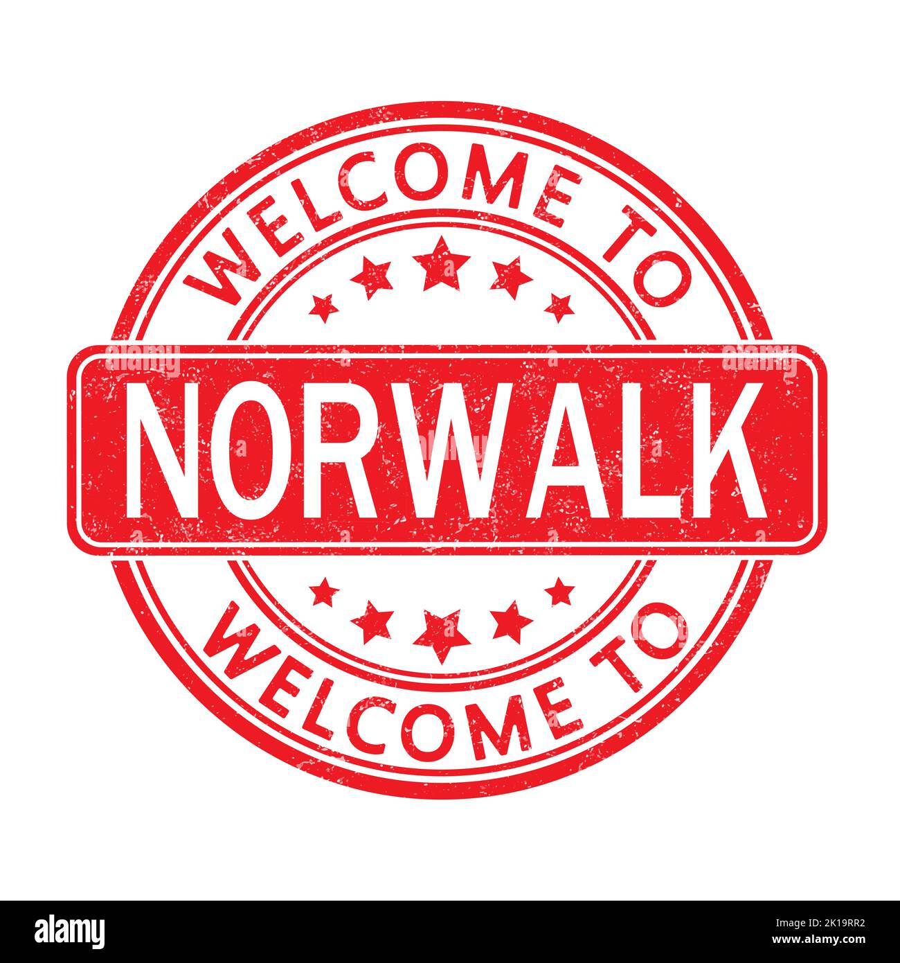 Welcome to NORWALK. Impression of a round stamp with a scuff. Flat ...