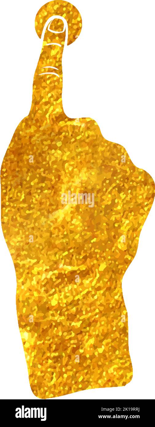 Hand drawn touchpad finger gesture icon in gold foil texture vector ...