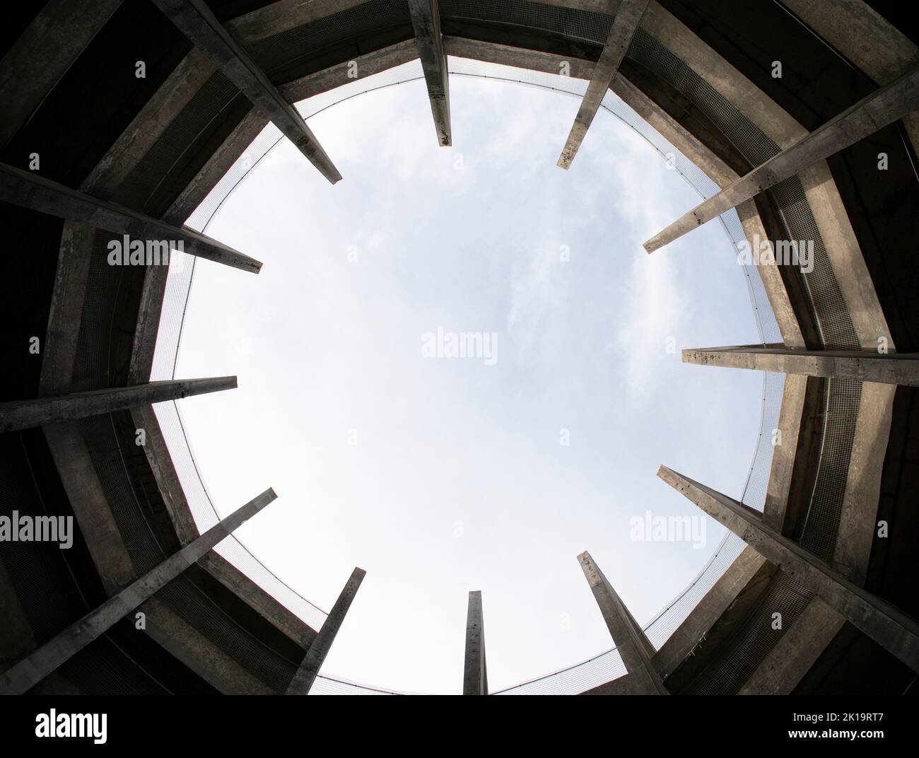 A low-angle view of a building roof with spiral architecture Stock ...