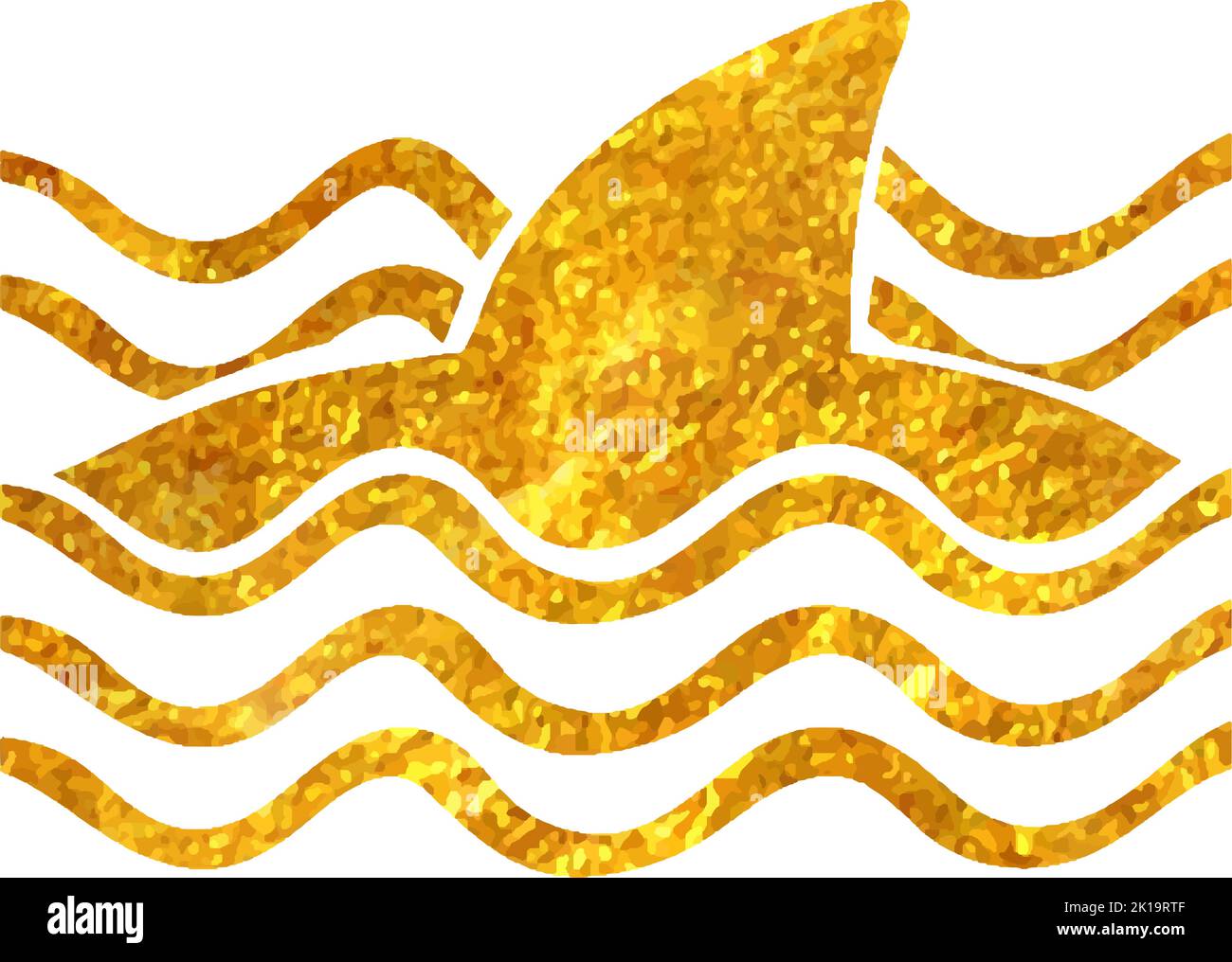 Hand drawn Shark icon in gold foil texture vector illustration Stock ...
